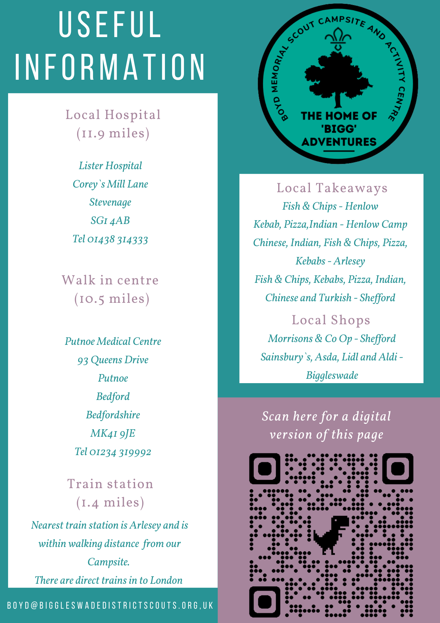 Useful Information - Boyd Scout Campsite & Activity Centre